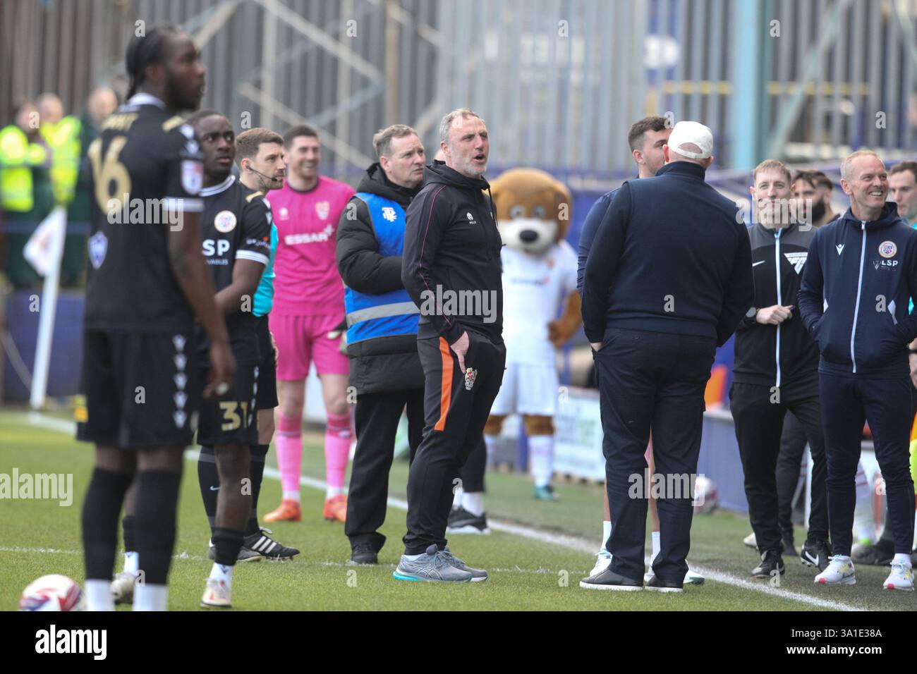 Prenton Park. UK. 8th Mar 2025. Tranmere Rovers Interim Manager Andy ...