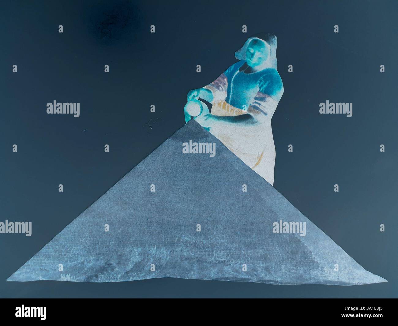 Self-made conceptual collage art of the milk maid pouring milk into a ...