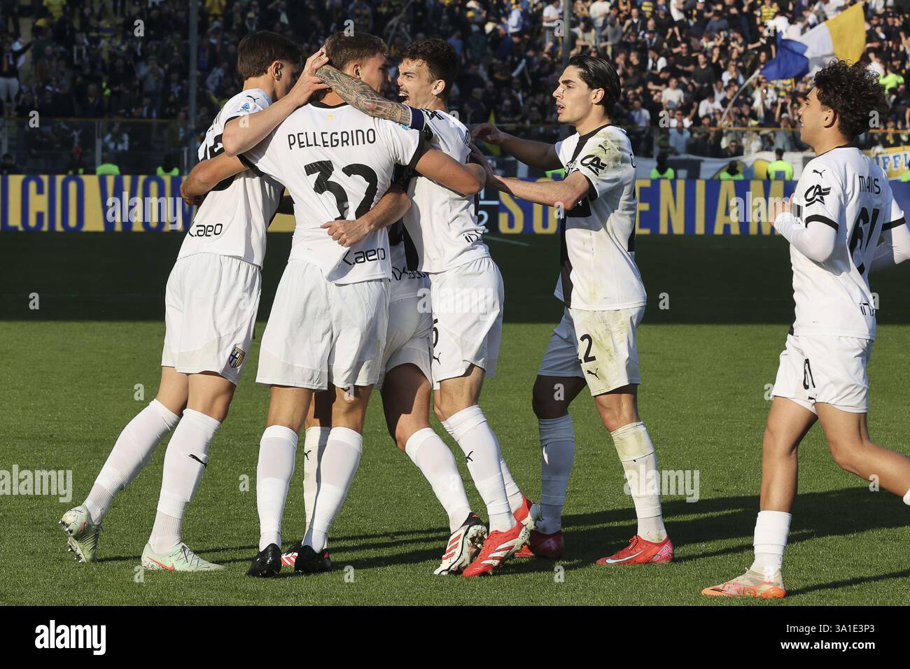 Parma, Italy. 08th Mar, 2025. Mateo Pellegrino of Parma AC celebrates ...
