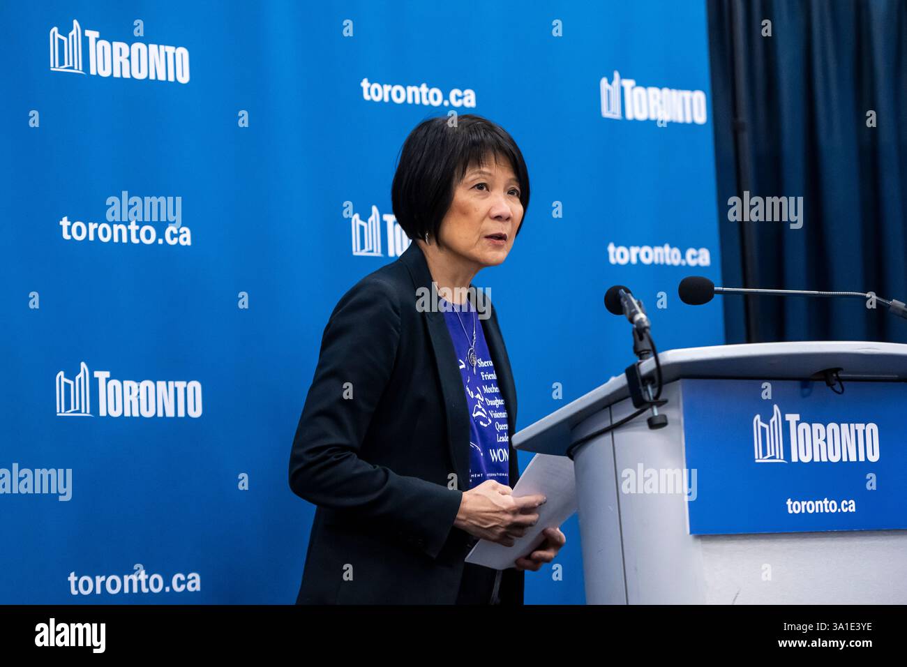 Toronto, Canada. 08th Mar, 2025. Toronto Mayor Olivia Chow speaks to ...