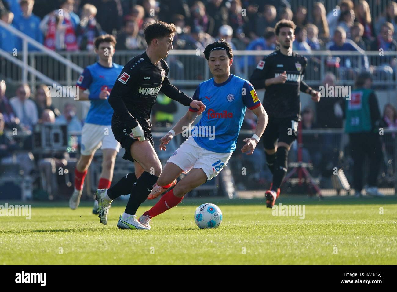 Kiel, Deutschland. 08th Mar, 2025. Angelo Stiller (VfB Stuttgart, #06 ...
