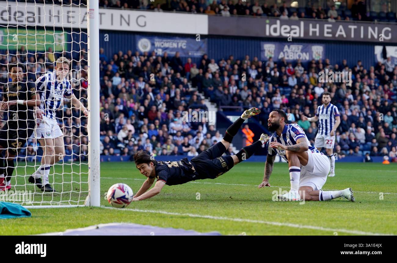 Queens Park Rangers' Koki Saito has a shot that goes wide during the ...