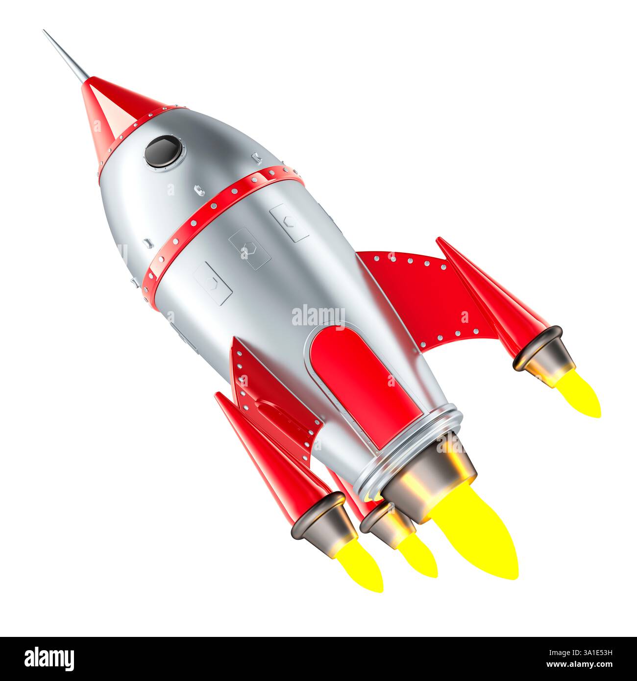 Rocket space ship. 3D rendering isolated on white background Stock ...
