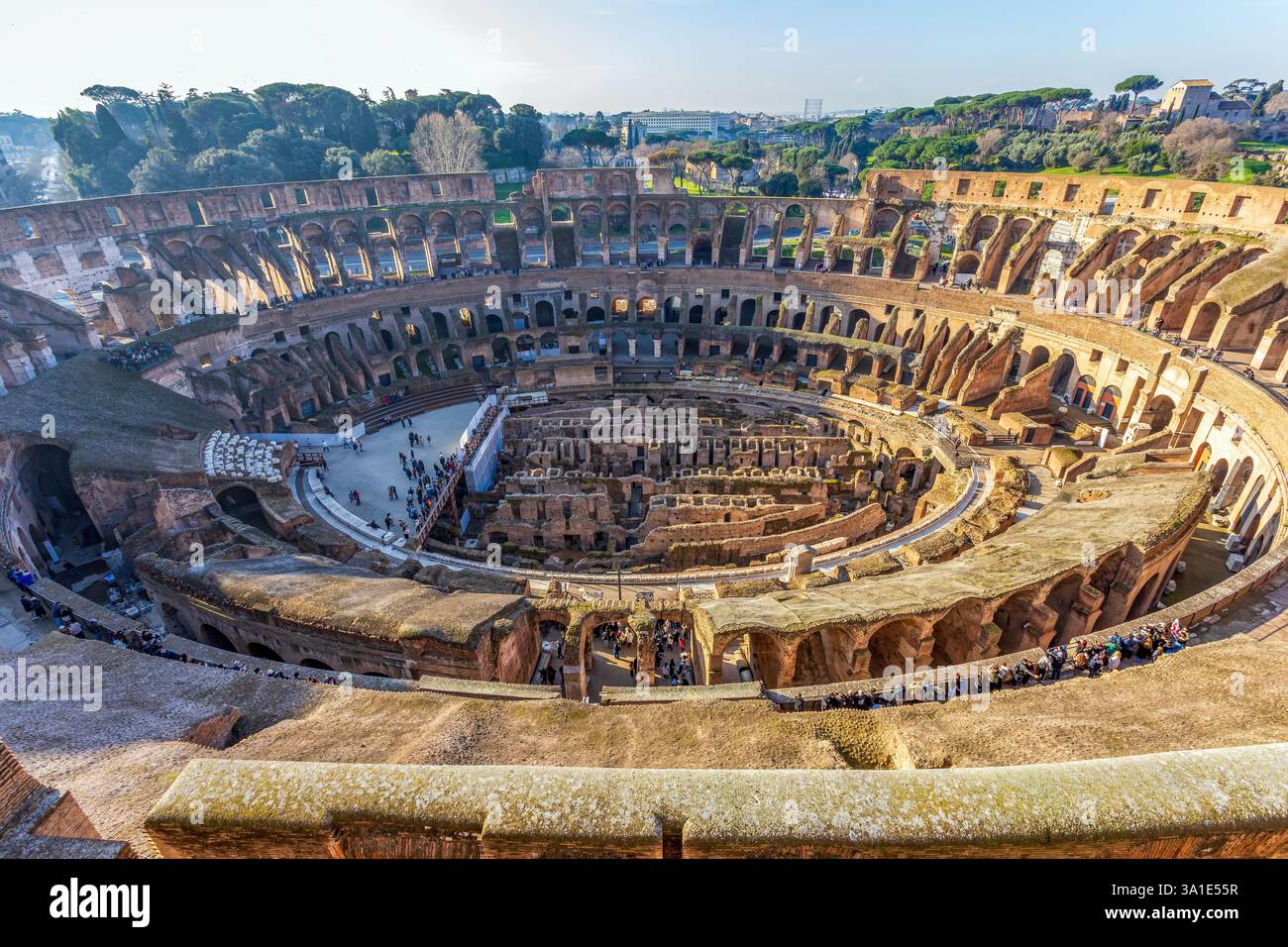 The famous Colosseum in the morning seen from the attic. Photo taken on ...