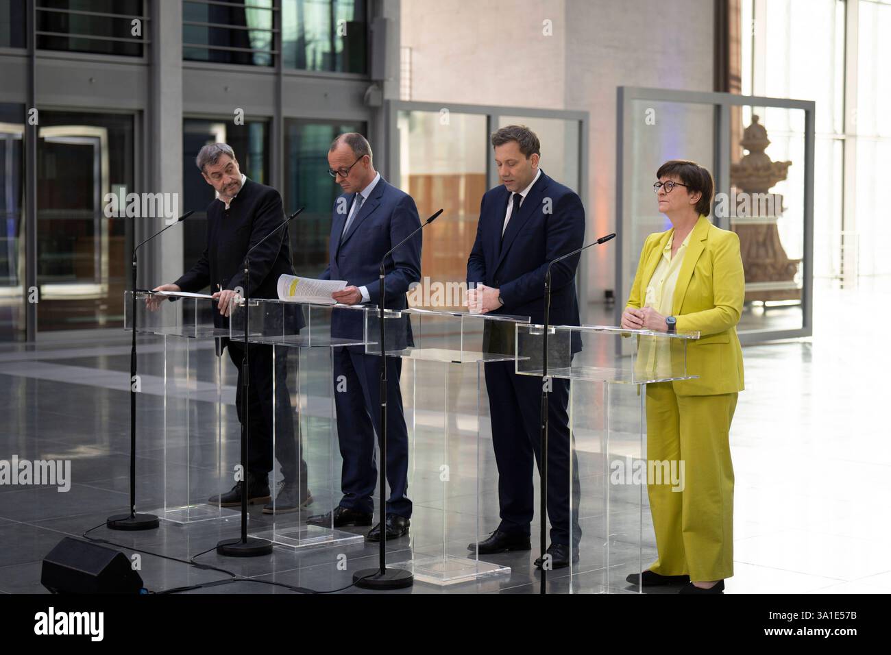 Lars Klingbeil, Saskia Esken, Friedrich Merz, Markus Söder Bundestag ...