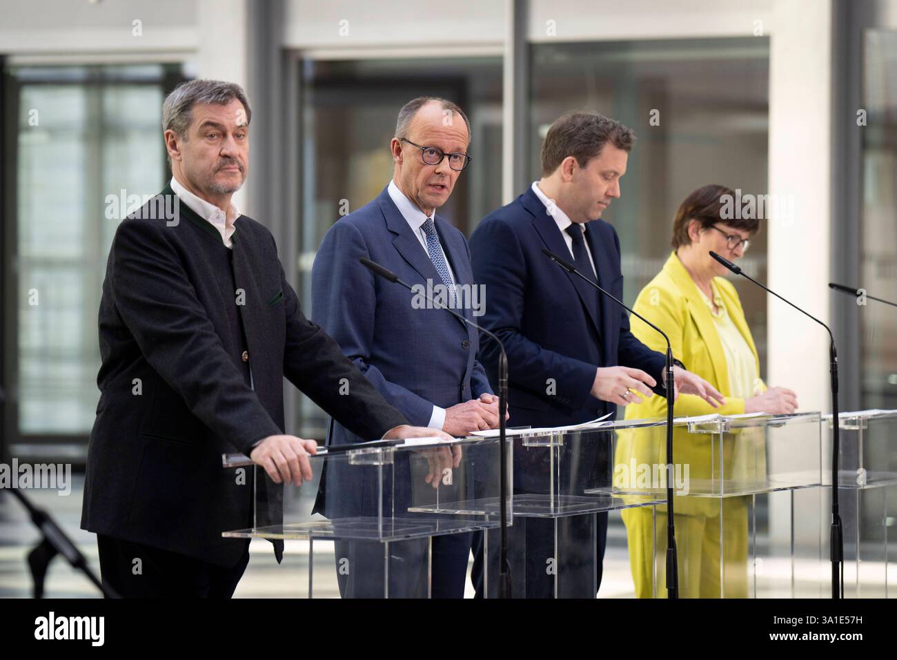 Lars Klingbeil, Saskia Esken, Friedrich Merz, Markus Söder Bundestag ...