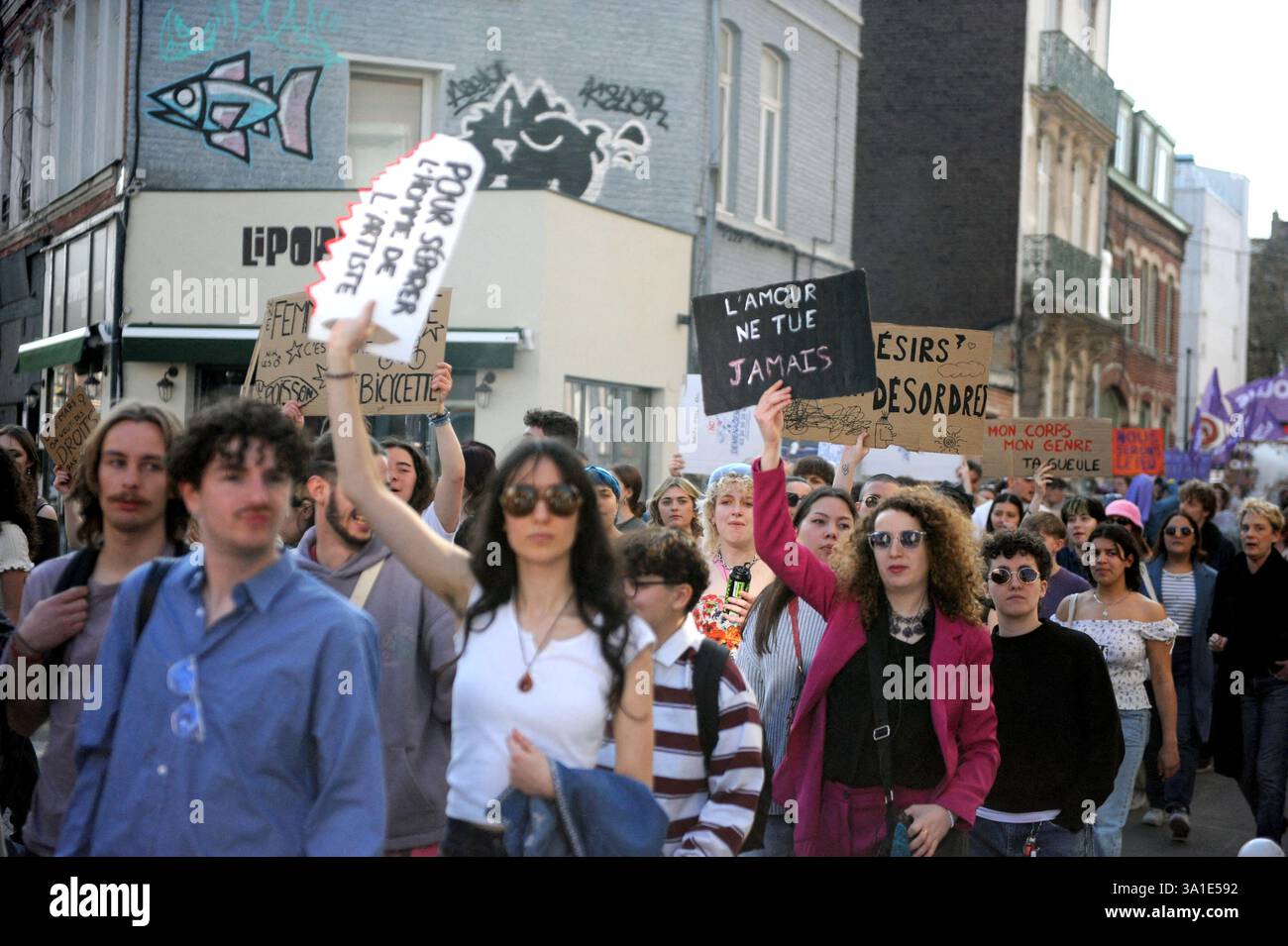 Lille, France. 08th Mar, 2025. International Women's Day demonstration ...