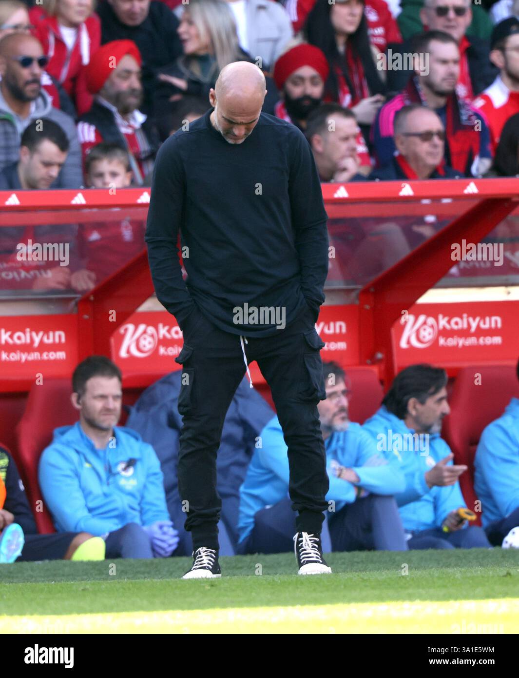 Nottingham, UK. 08th Mar, 2025. Pep Guardiola (Man City manager) at the ...