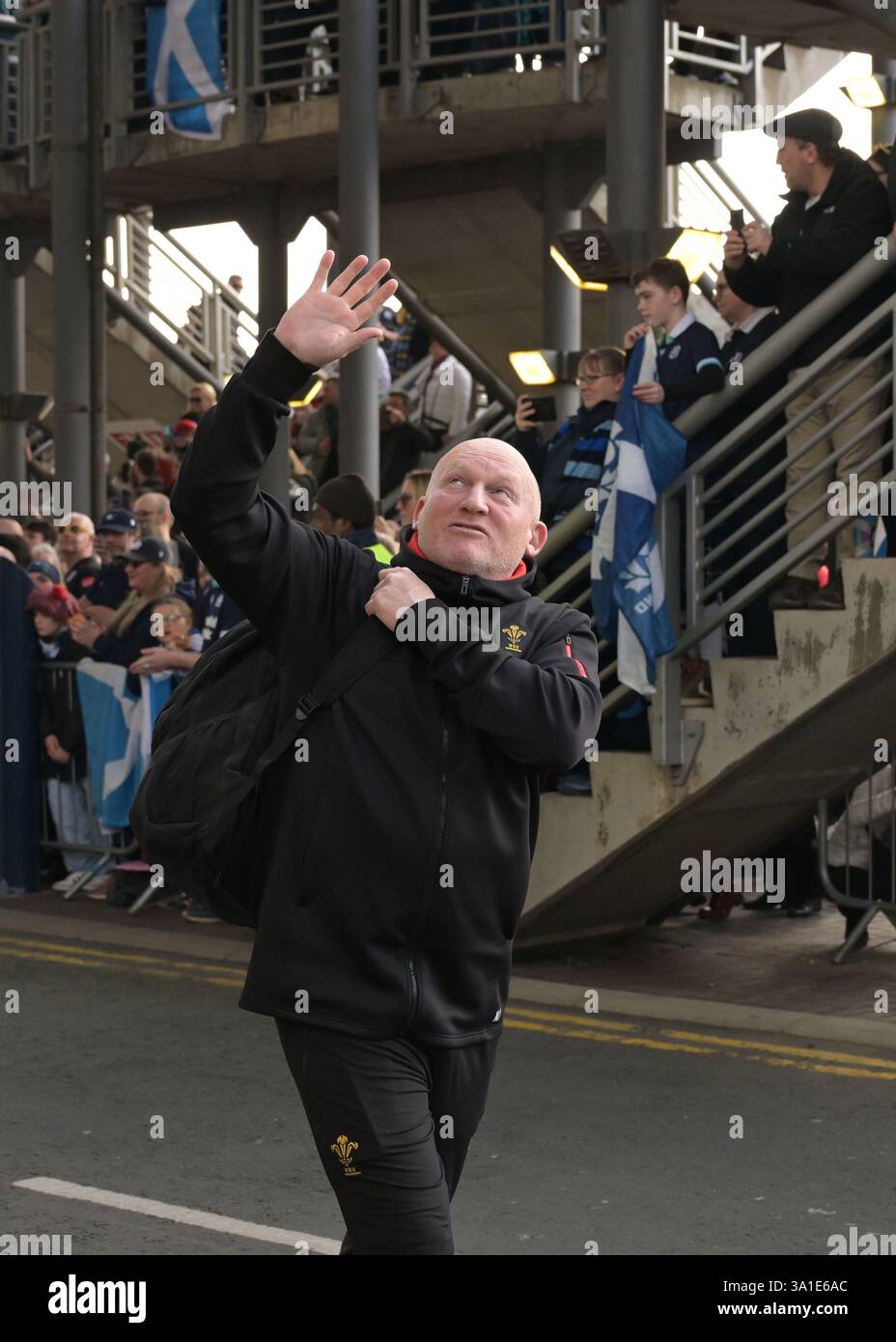 Edinburgh, UK. 8th Mar, 2025. Wales Kicking Coach Neil Jenkins arrives ...