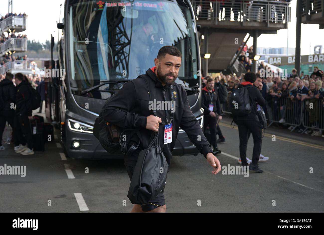Edinburgh, Scotland, 8th March 2025. Taulupe Faletau of Wales arrives ...