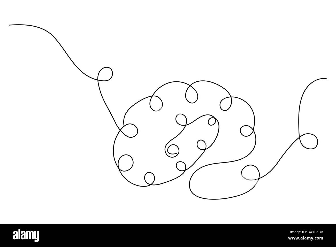 Human brain Continuous one line drawing of line art and vector ...