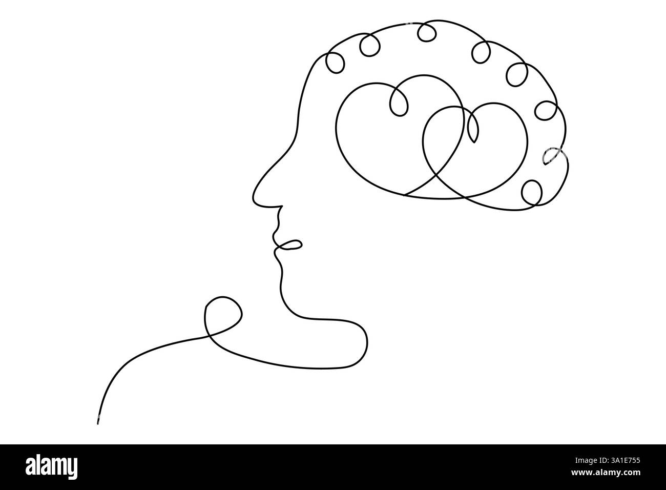 Human brain Continuous one line drawing of line art and vector ...