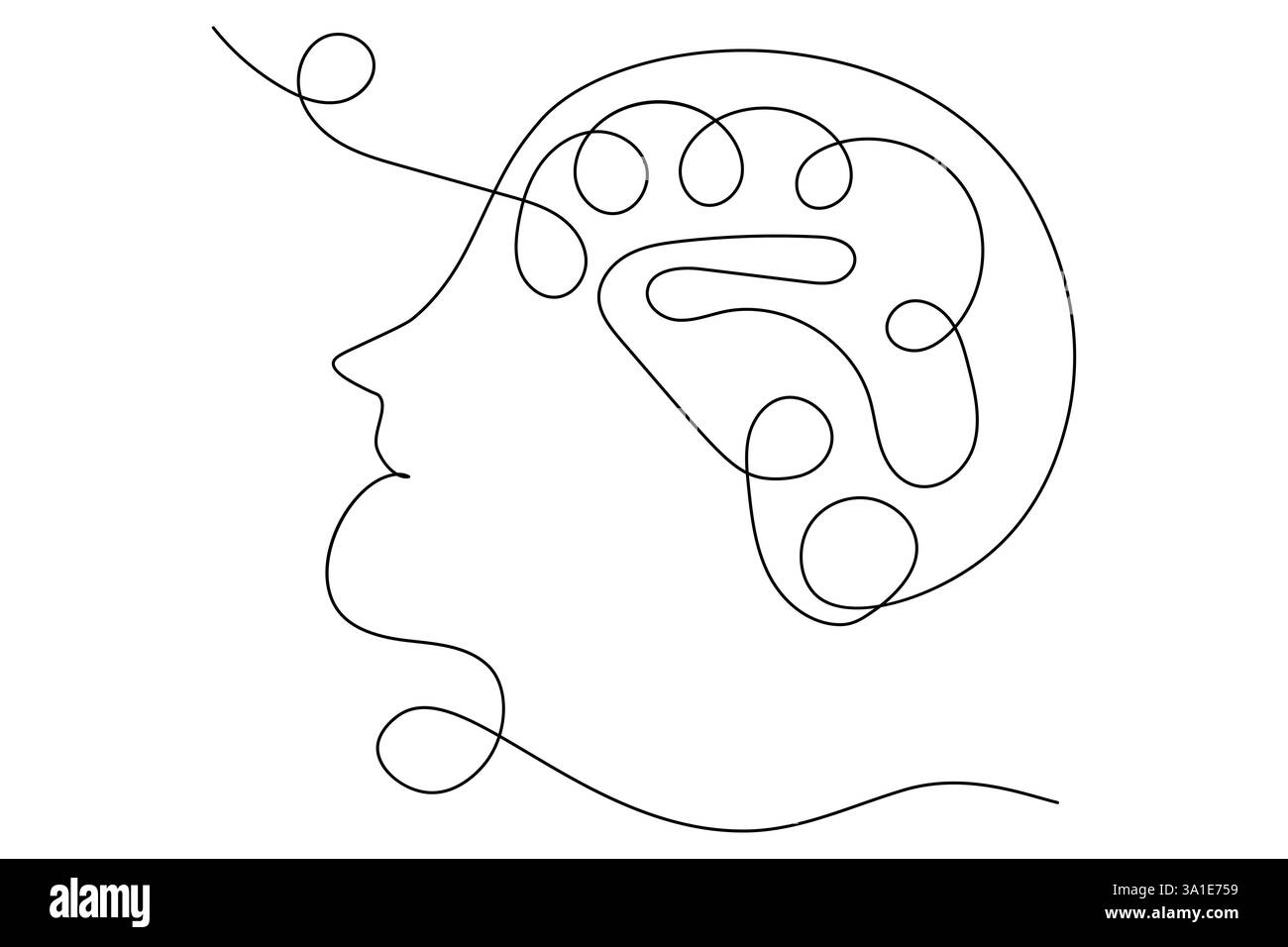 Human brain Continuous one line drawing of line art and vector ...