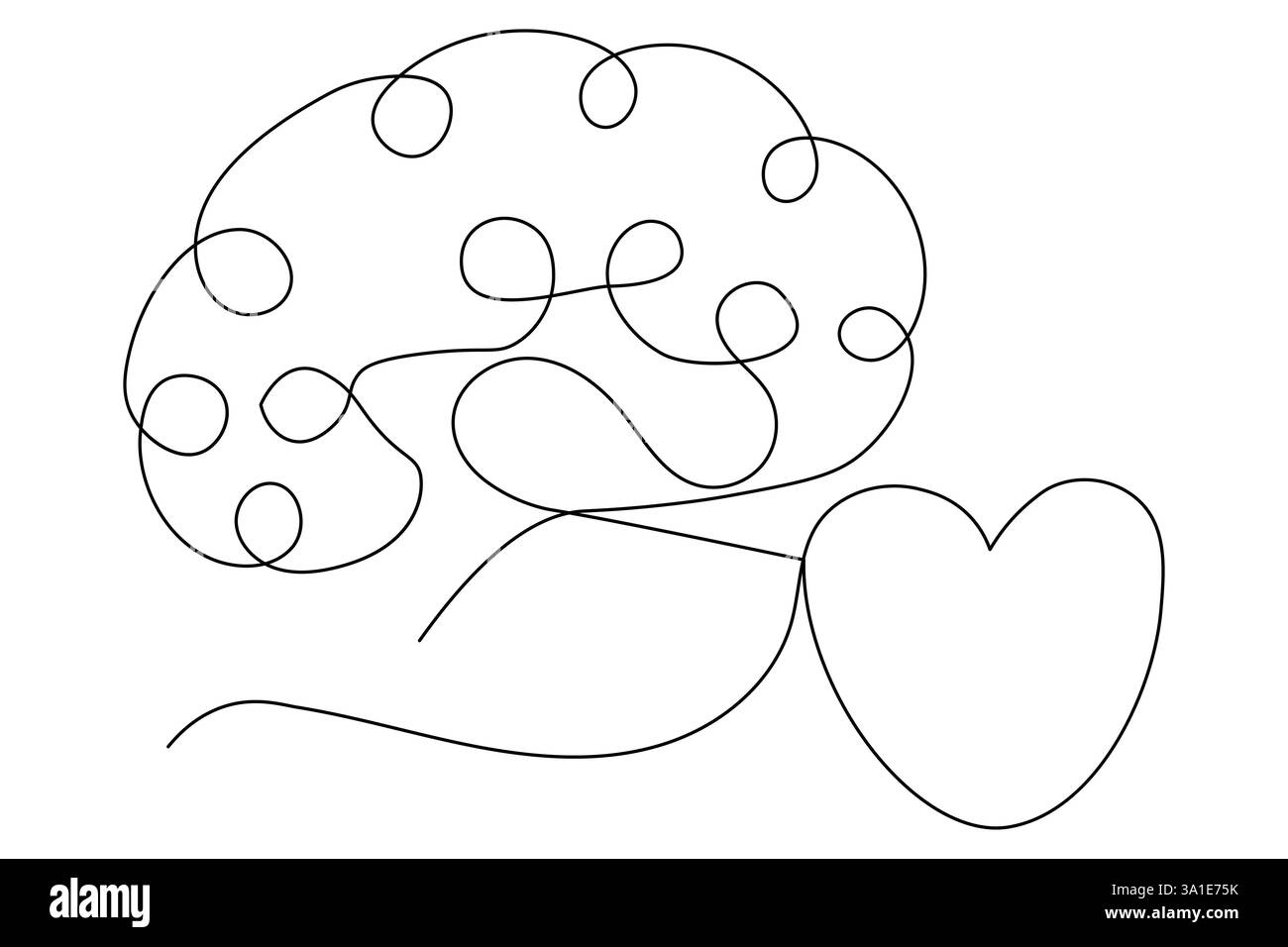 Human brain Continuous one line drawing of line art and vector ...