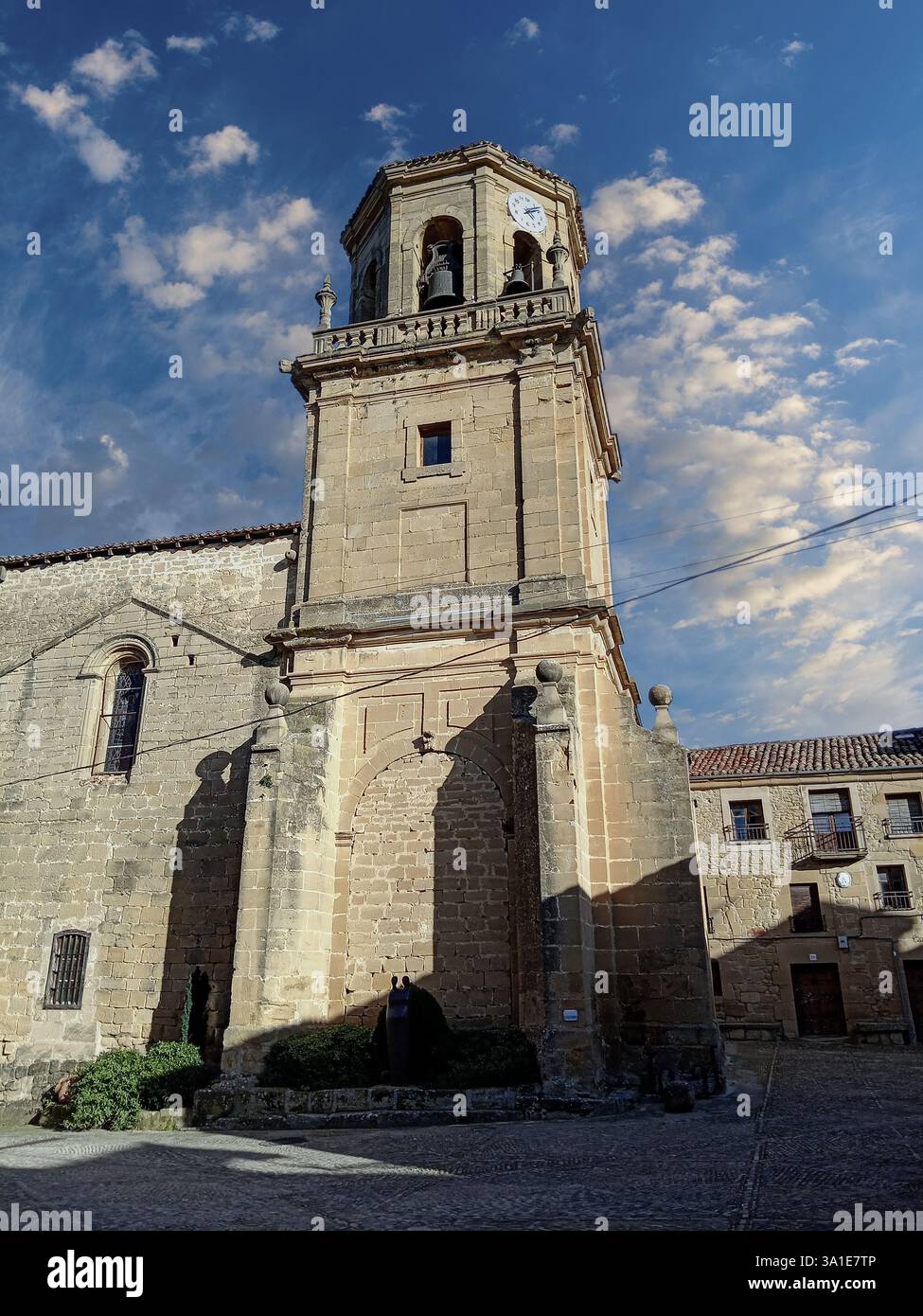 The impressive bell tower of Santa Maria de la Asuncion Church in ...