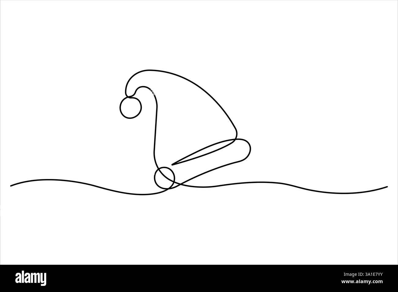 Santa continuous one line drawing of cap icon. Christmas winter hat ...