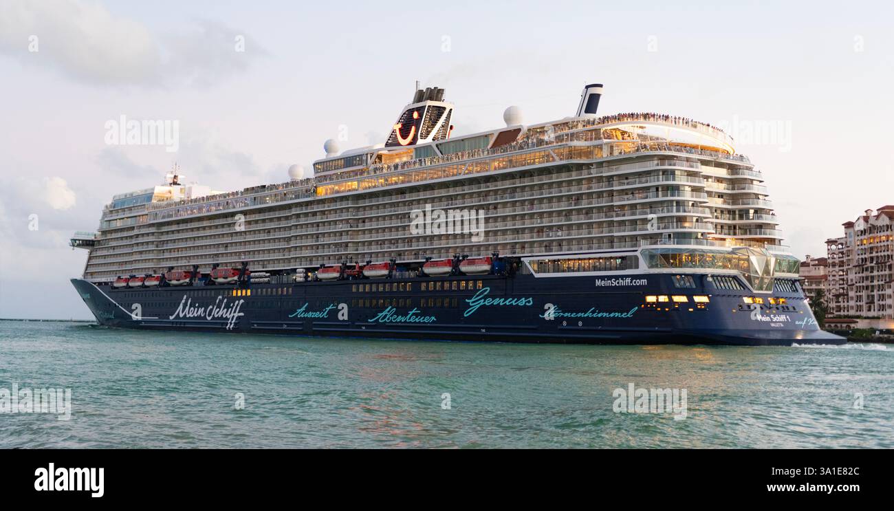 Miami, Florida, USA - November 01, 2024: TUI Cruises. Cruise ship tour ...