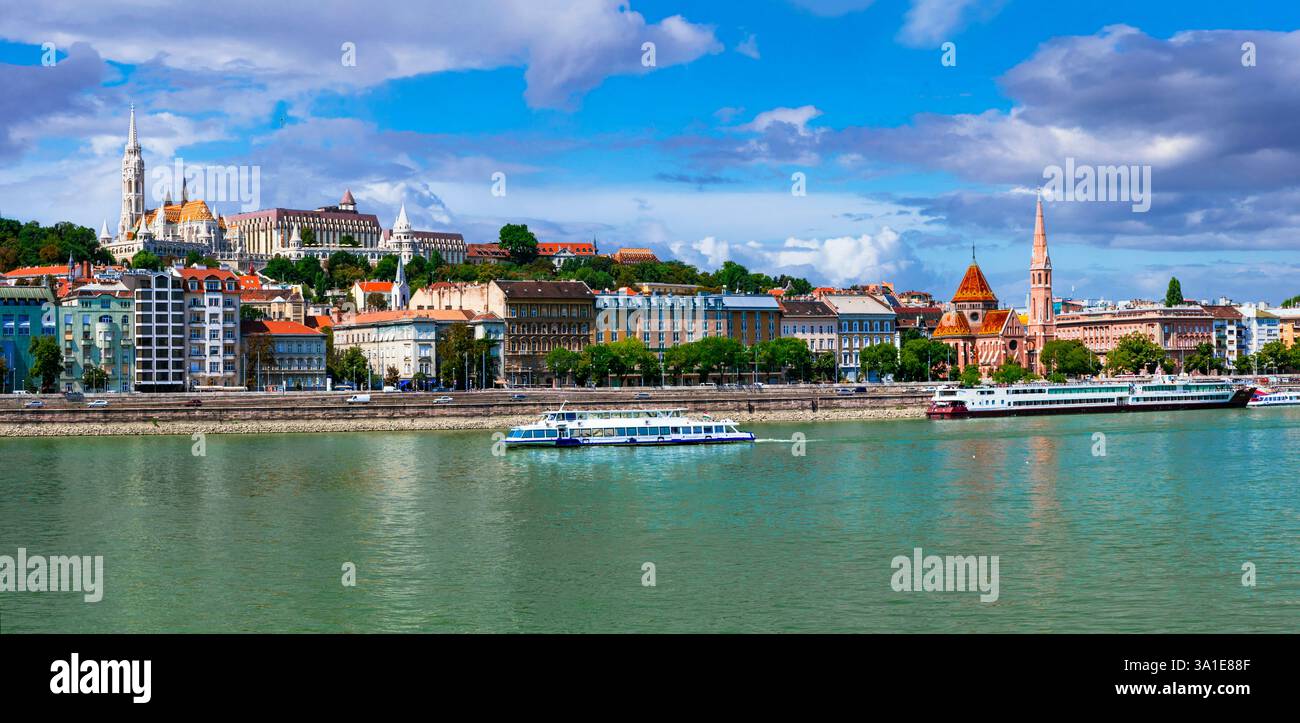 Beautiful capital of Hungary - Budapest. View of downtown with castle ...
