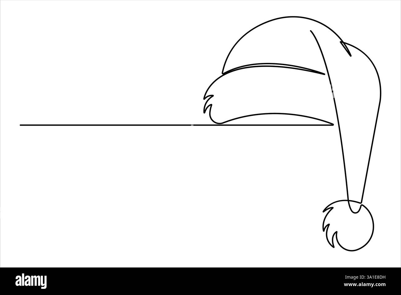 Santa continuous one line drawing of cap icon. Christmas winter hat ...