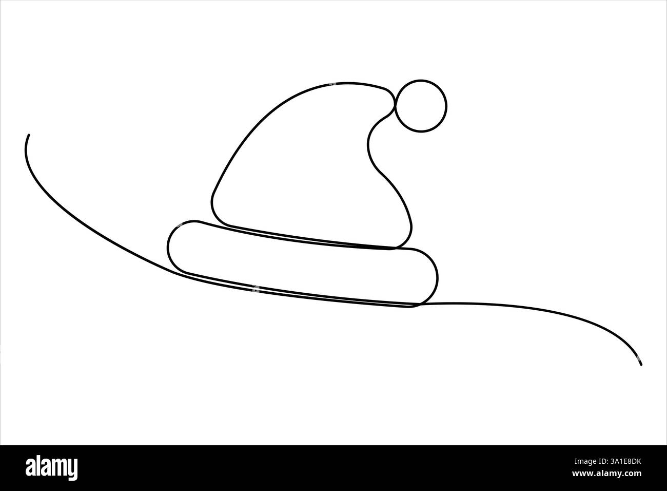 Santa continuous one line drawing of cap icon. Christmas winter hat ...
