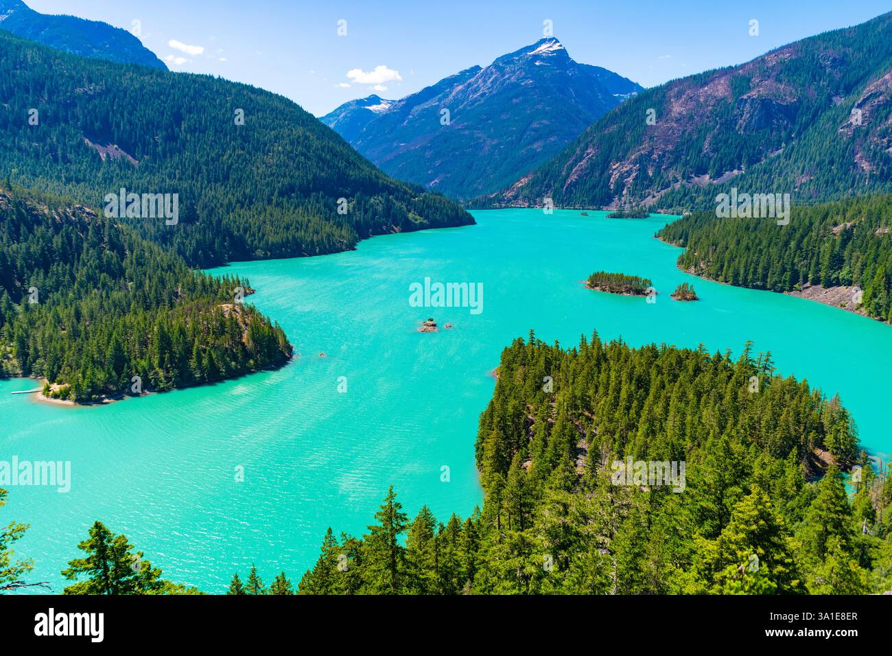 Landscape of mountain peak and Diablo lake. Nature landscape. Diablo ...
