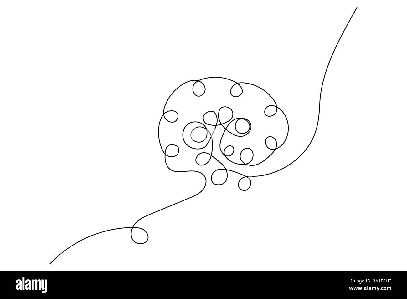 Human brain Continuous one line drawing of line art and vector ...