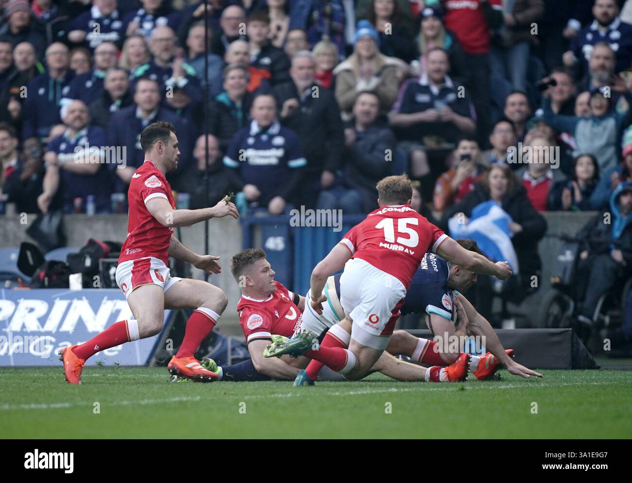 Scotland's Blair Kinghorn scores their side's first try of the game ...