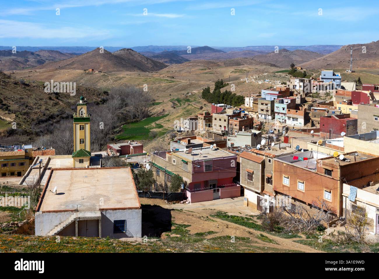 Panoramic view of Ain Leuh, a Moroccan village south of Fez in Ifrane ...