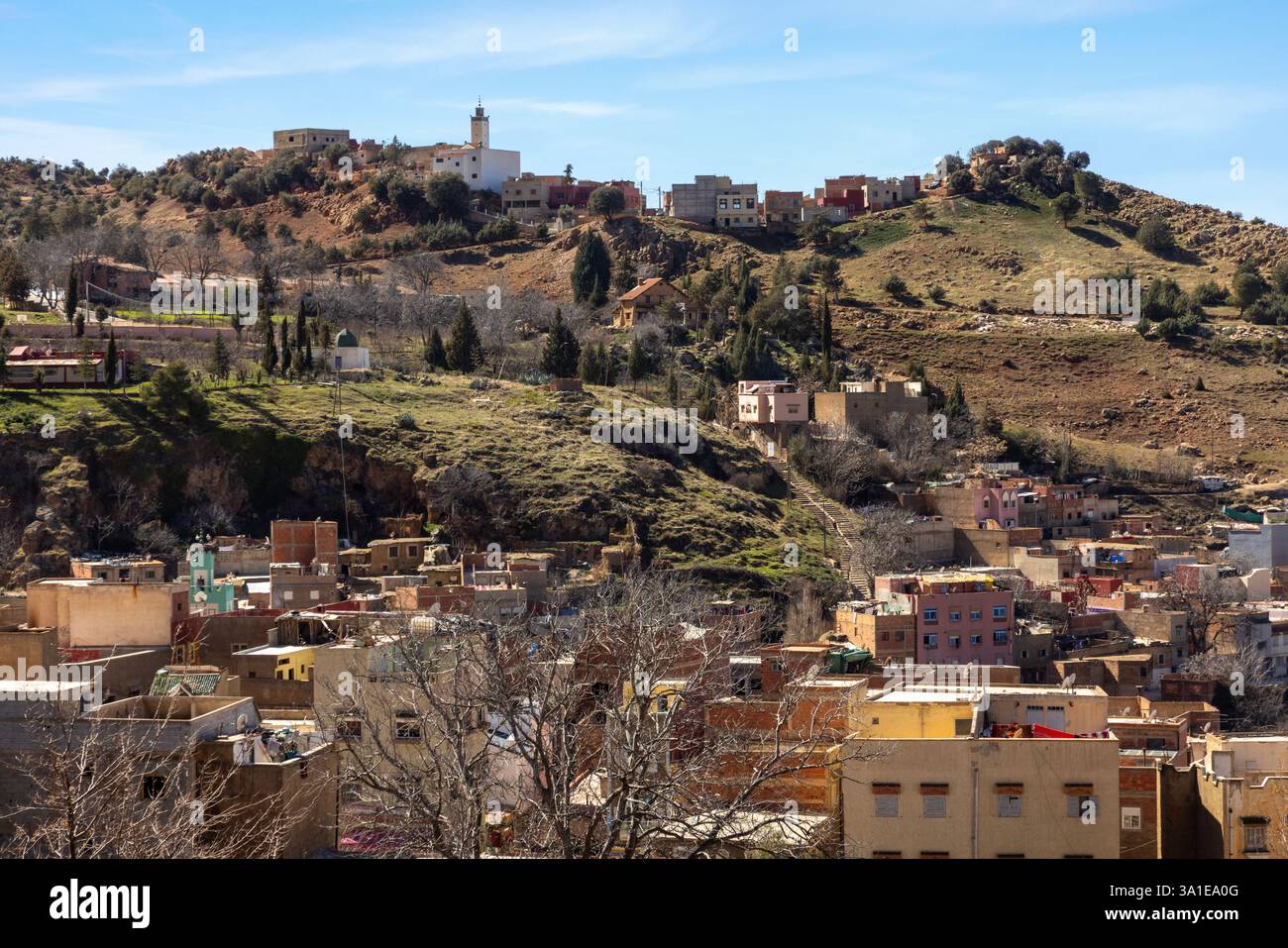 Panoramic view of Ain Leuh, a Moroccan village south of Fez in Ifrane ...
