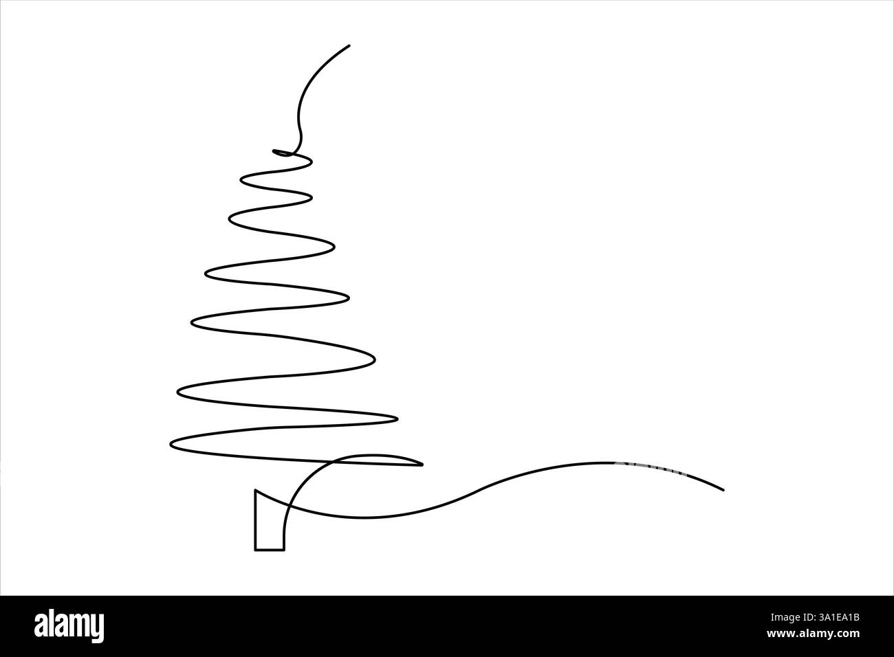 Hand drawn Christmas tree in minimalistic design. Continuous one line ...