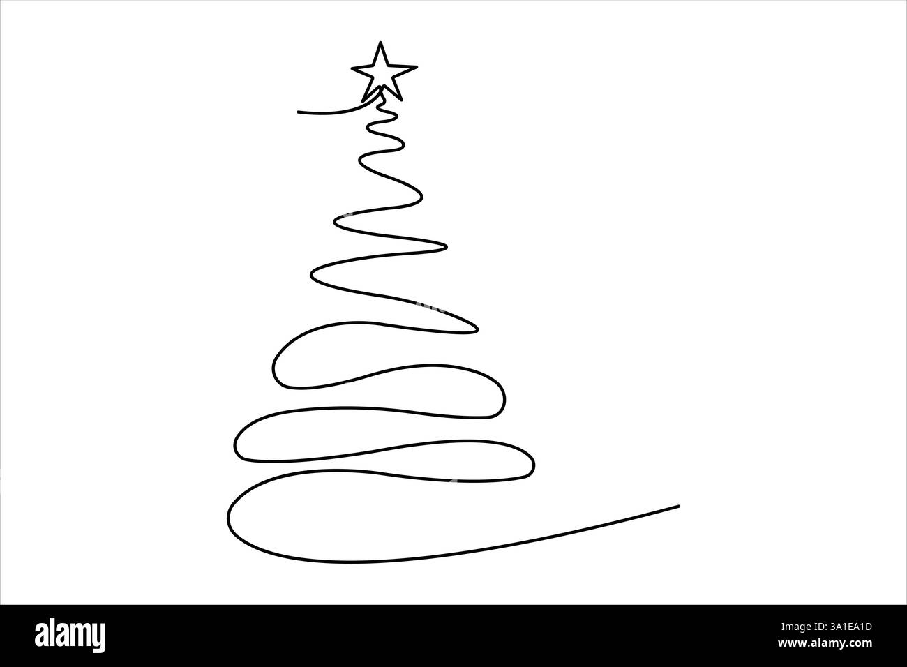 Hand drawn Christmas tree in minimalistic design. Continuous one line ...
