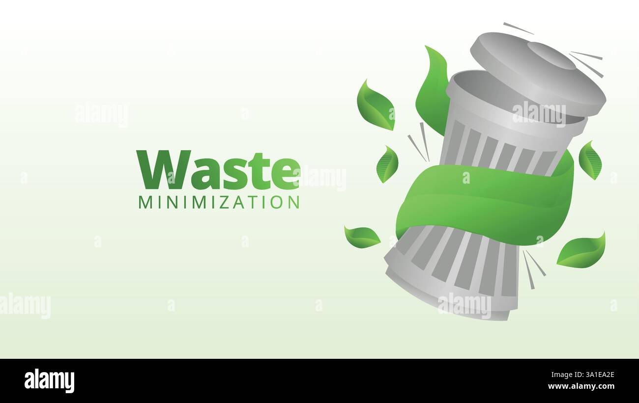 trash can resized by leaf metaphor for Waste Minimization concept ...