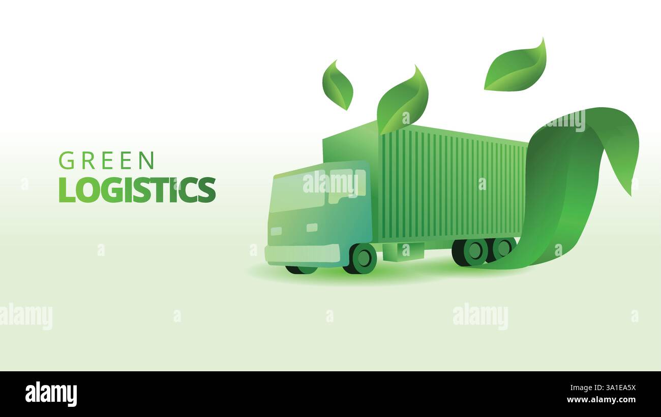 green truck with abstract leafs for Green Logistics concept. green ...