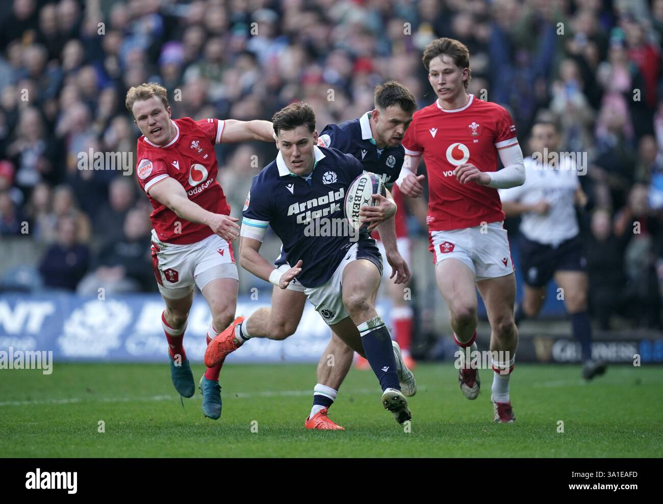 Scotland's Tom Jordan scores their side's second try of the game during ...