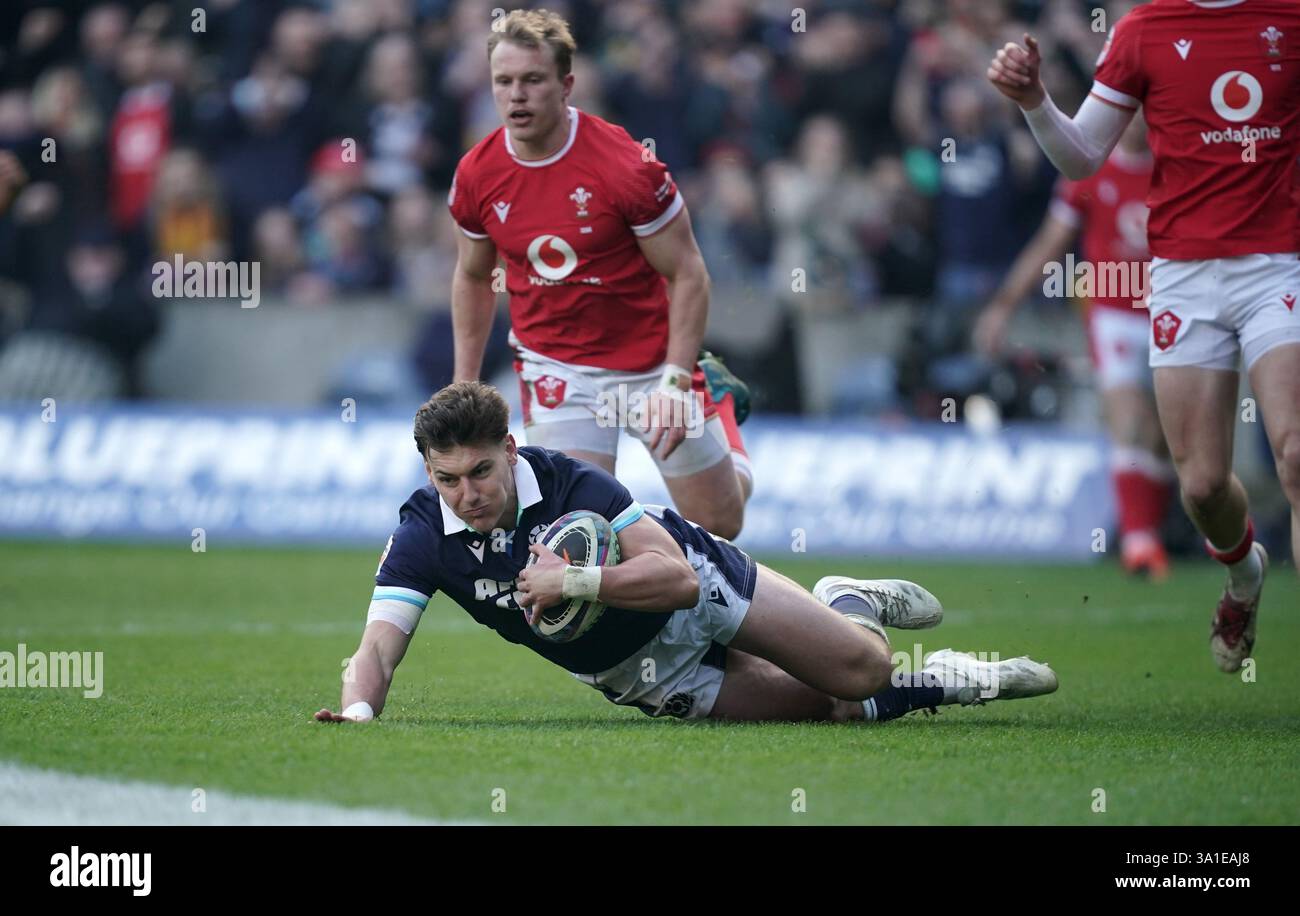 Scotland's Tom Jordan scores their side's second try of the game during ...