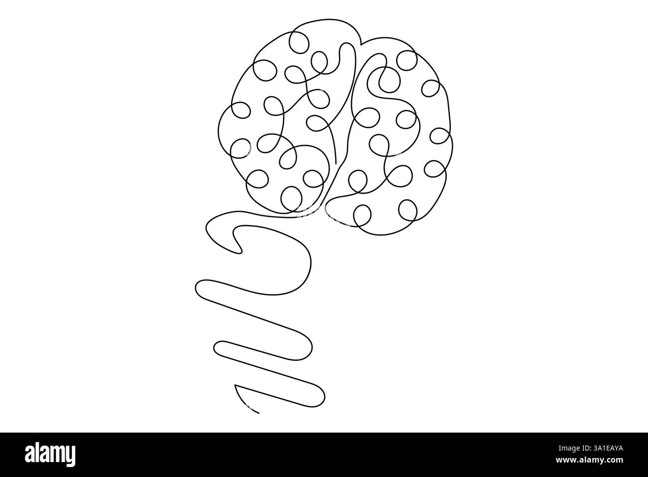 Human brain Continuous one line drawing of line art and vector ...