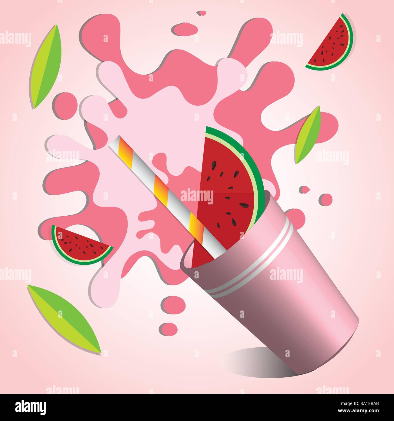Watermelon juice cup fruit Stock Vector Images - Alamy