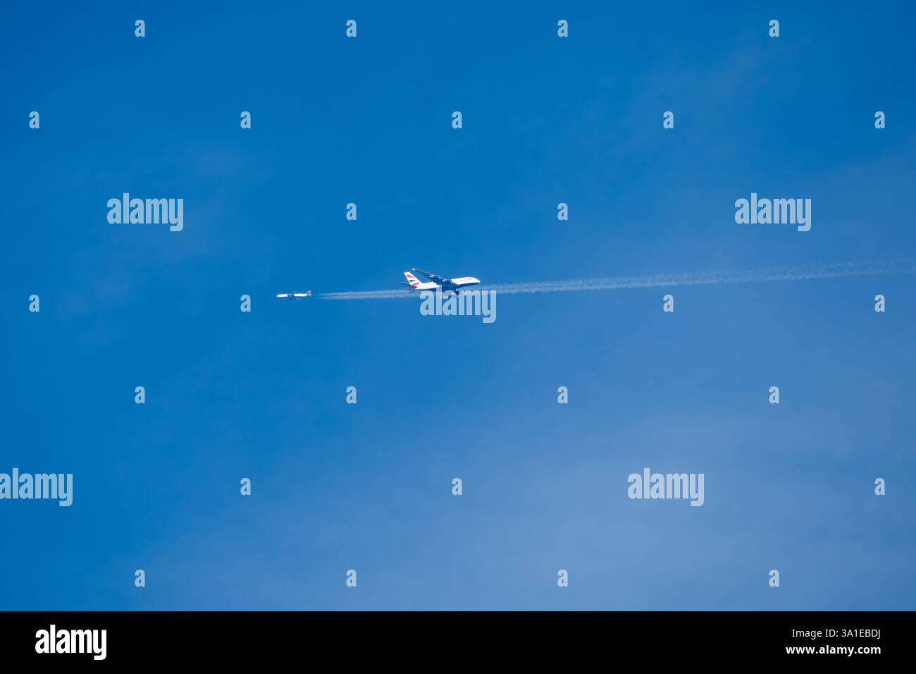 a pair of aeroplane jets, an Airbus A380 quad engine and a twin engined ...