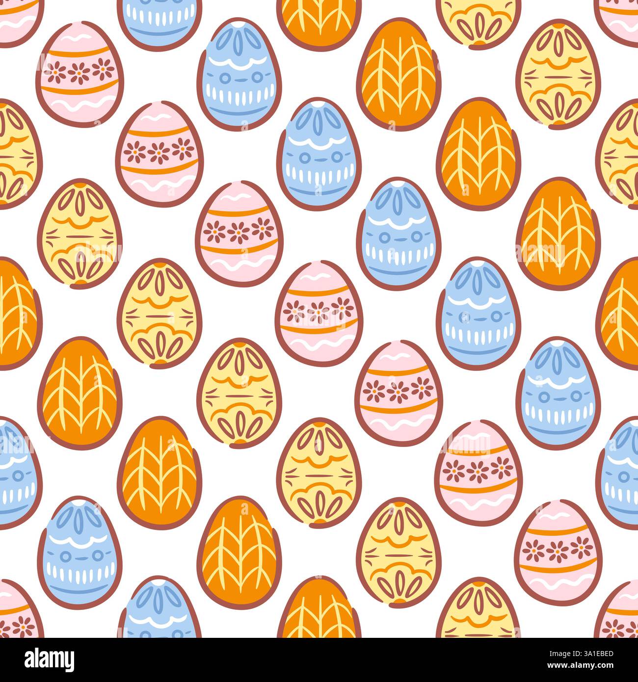 A seamless pattern of Easter eggs in a charming sketch style. Each egg ...