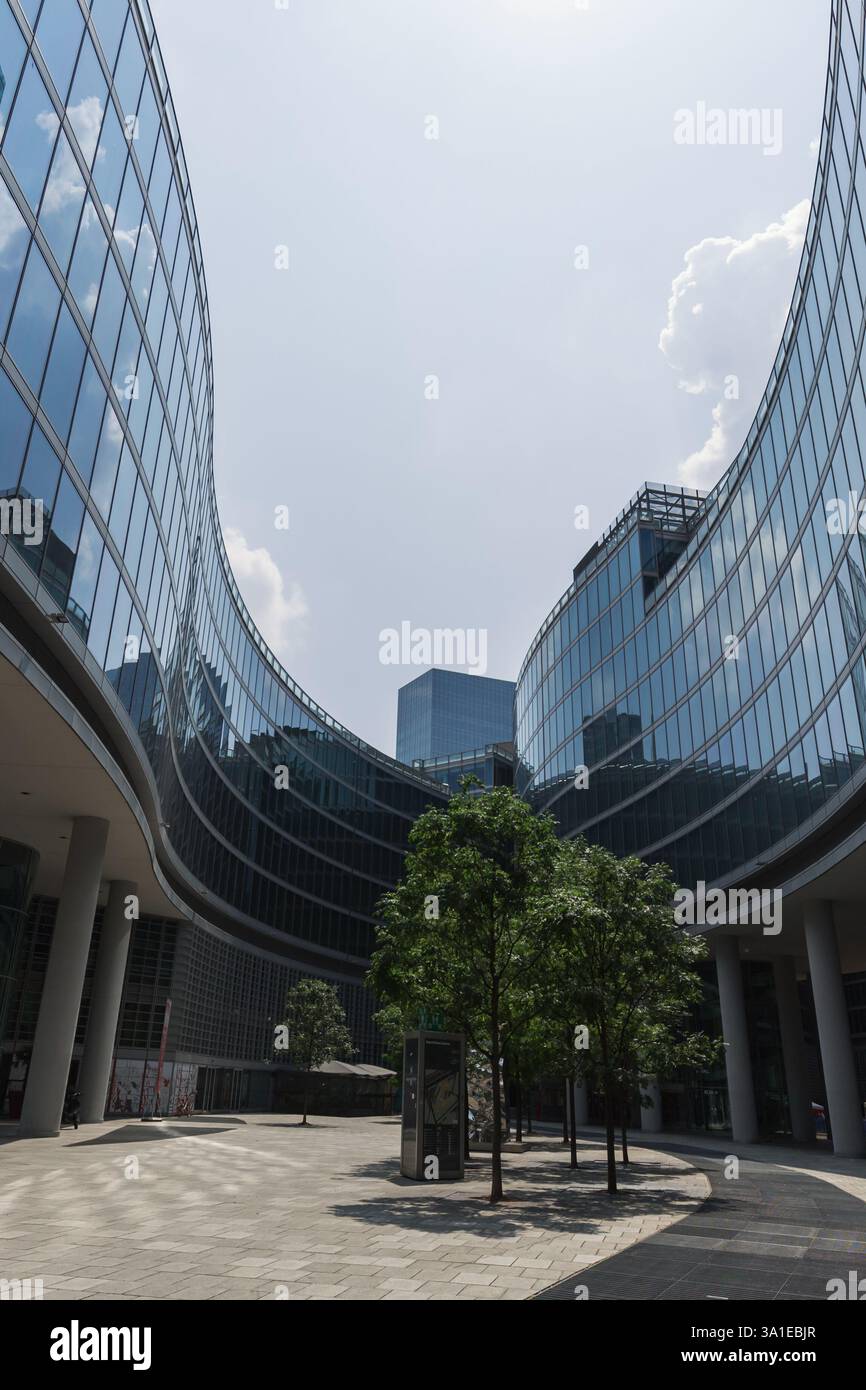 Italy, Milano - 15 May 2022: Modern curvy contemporary office complex ...