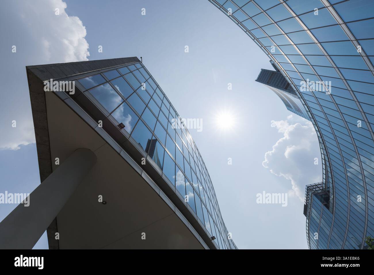 Italy, Milano - 15 May 2022: Modern curvy contemporary office complex ...