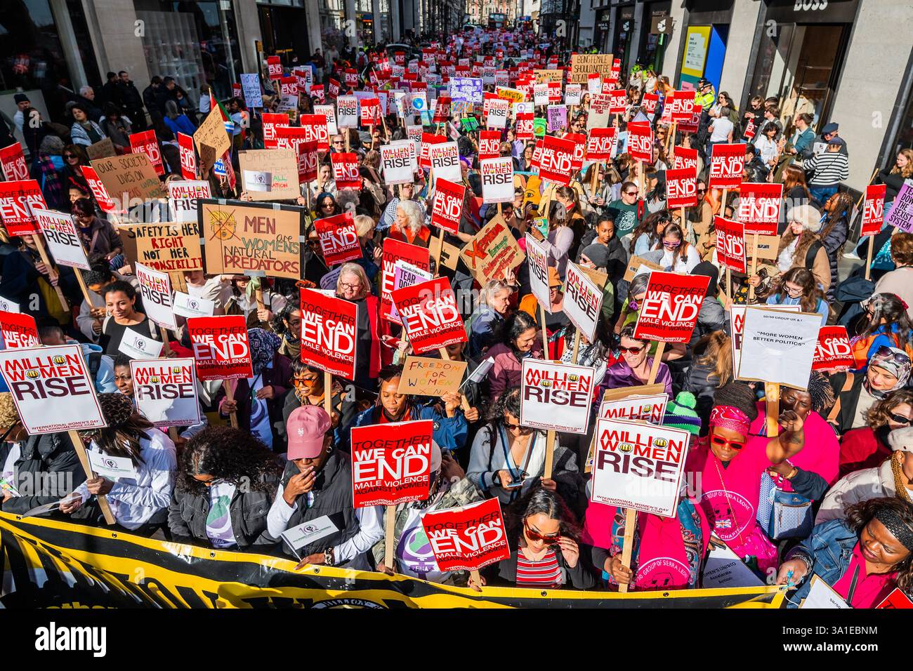 London, UK. 8th Mar, 2025. The Million Women Rise March, London. Ahead ...
