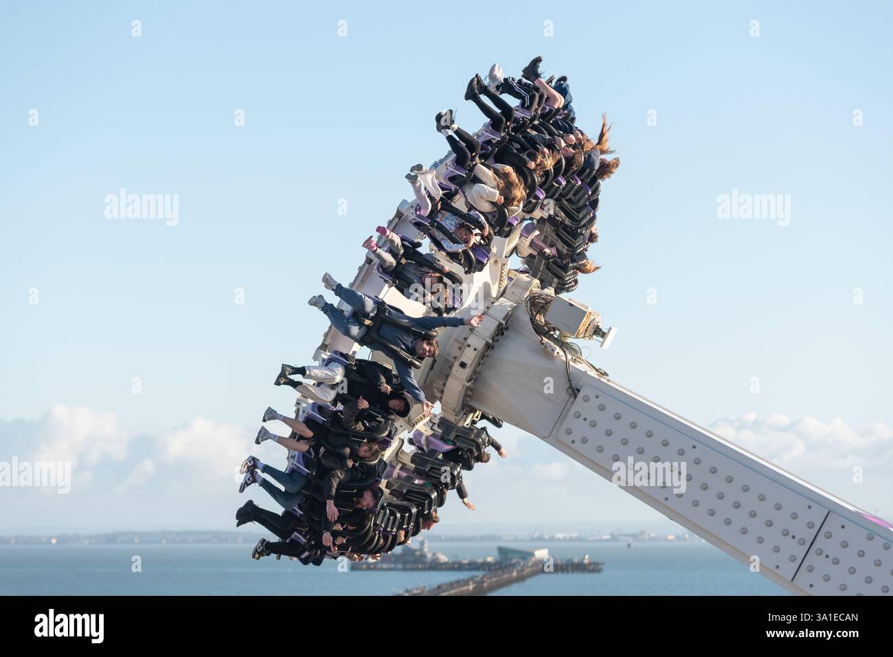 Visitors are riding the Axis thrill ride in the Adventure Island theme ...