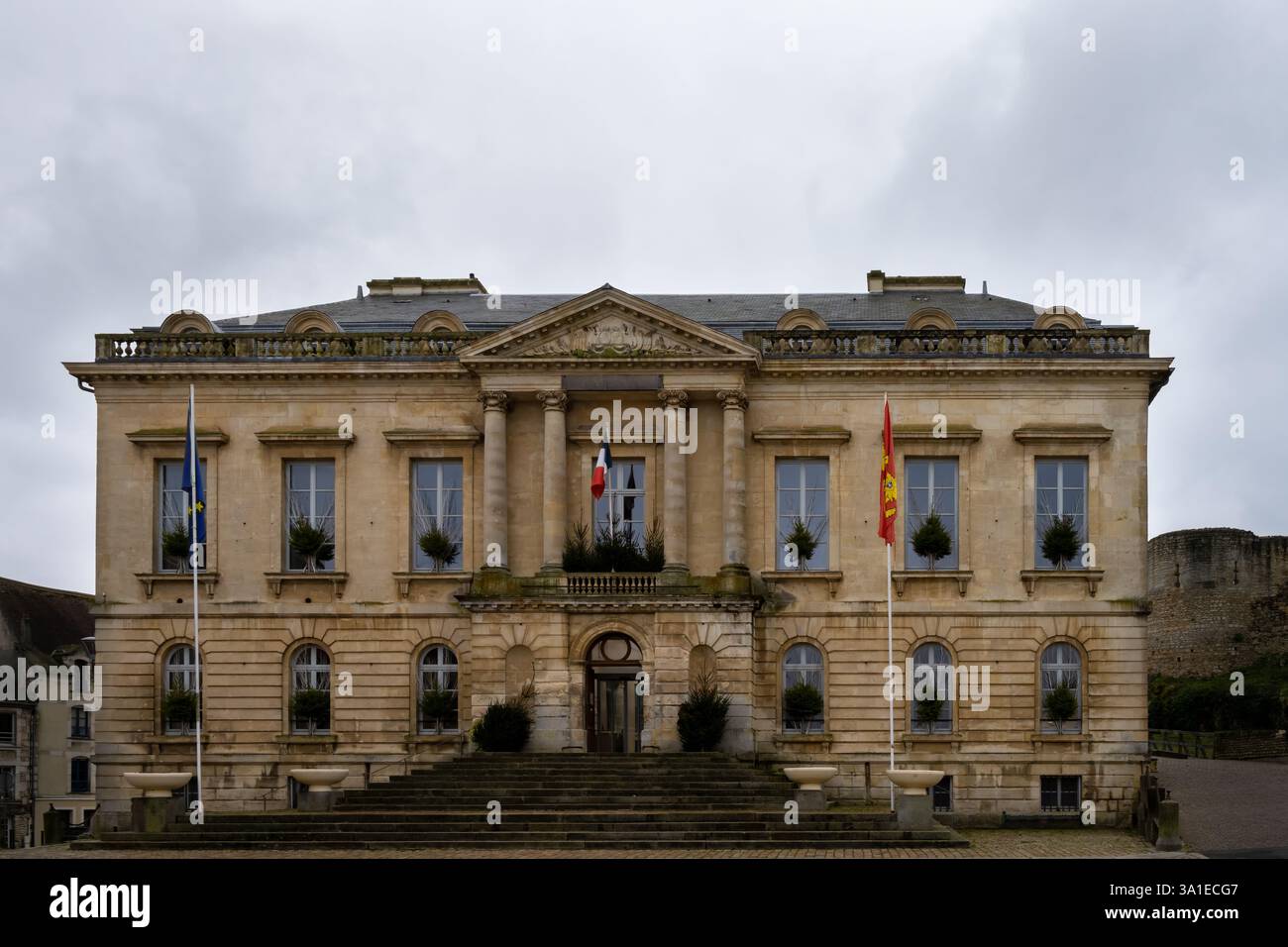 Town hall in Falaise with its neoclassical architecture, Calvados ...