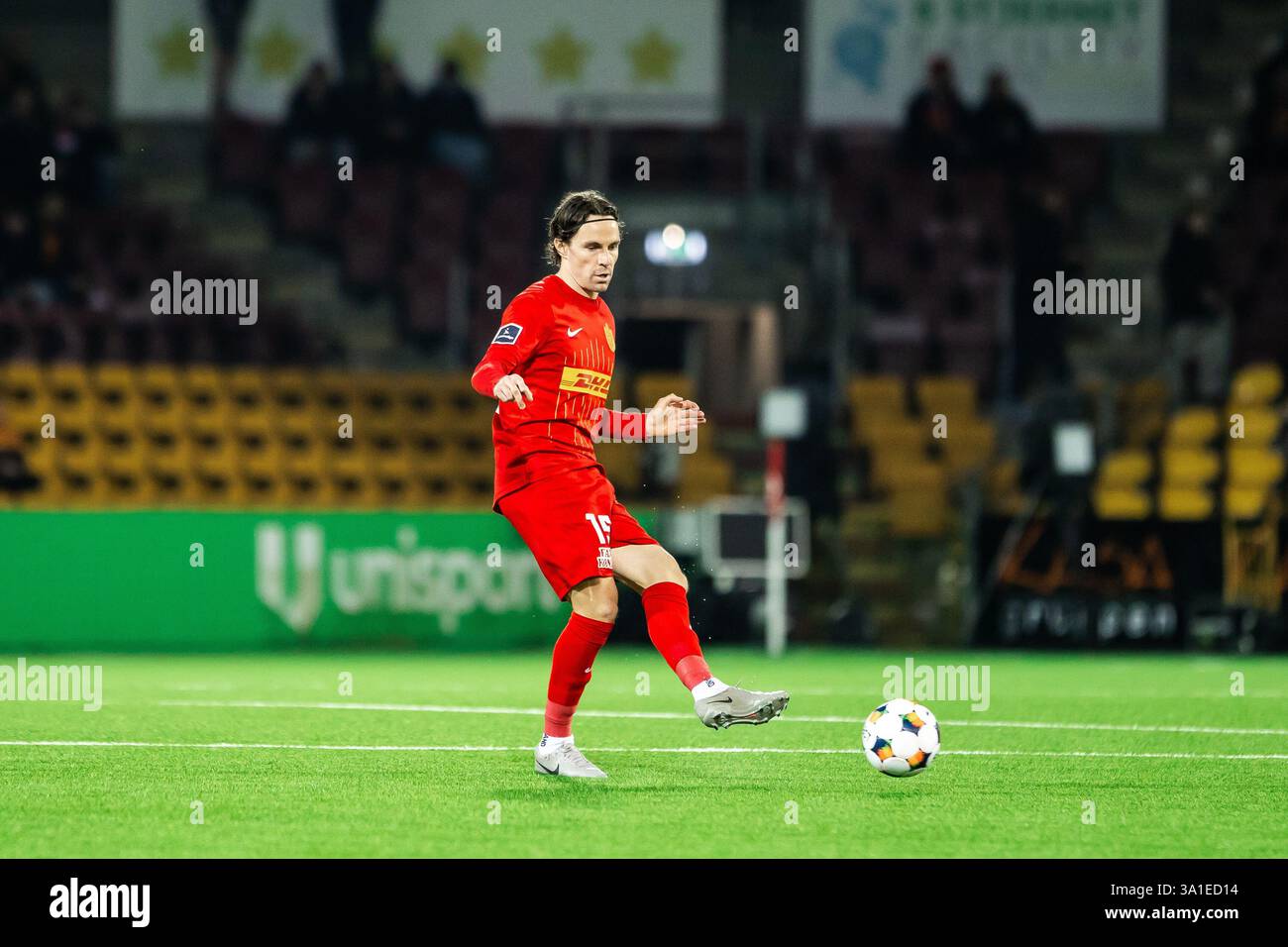 Farum, Denmark. 07th, March 2025. Erik Marxen (15) of FC Nordsjaelland ...