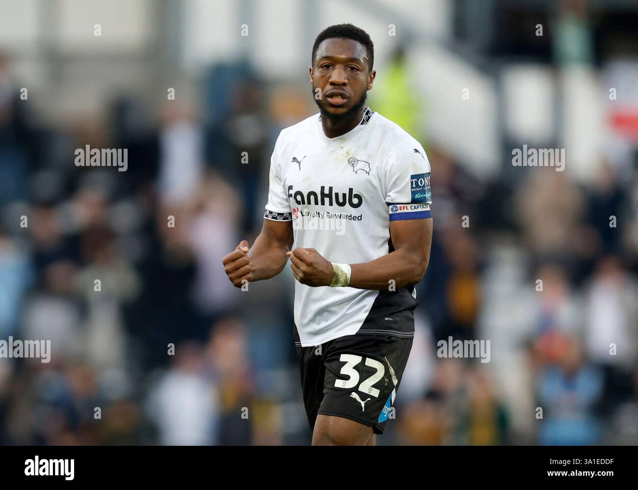 Derby County's Ebou Adams celebrates after the Sky Bet Championship ...