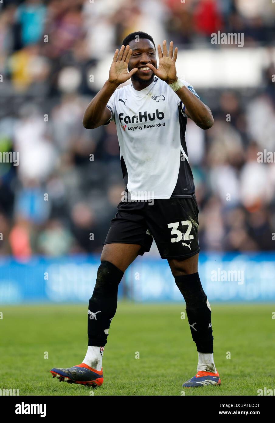 Derby County's Ebou Adams celebrates after the Sky Bet Championship ...