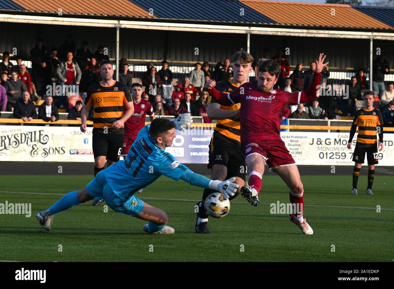 Calum Gallagher slips the ball past PJ Morrison for a late winner at ...
