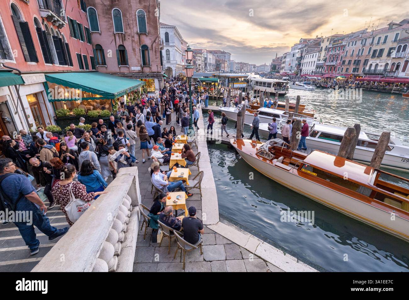 Venice, Italy - 12 October 2024: View from Rialto Bridge overlooking ...