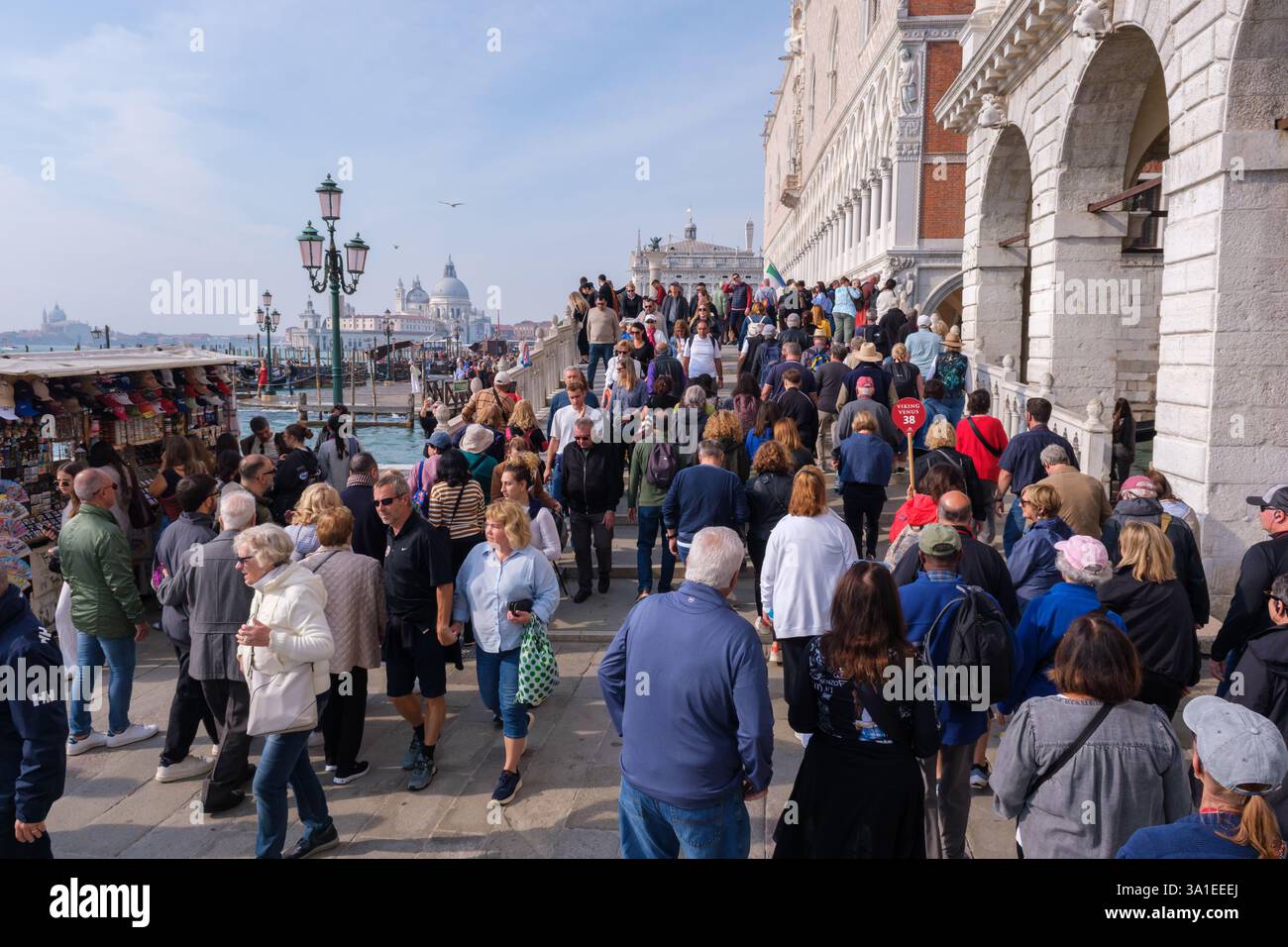 Venice, Italy - 12 October 2024: A crowded scene near the Doge's Palace ...